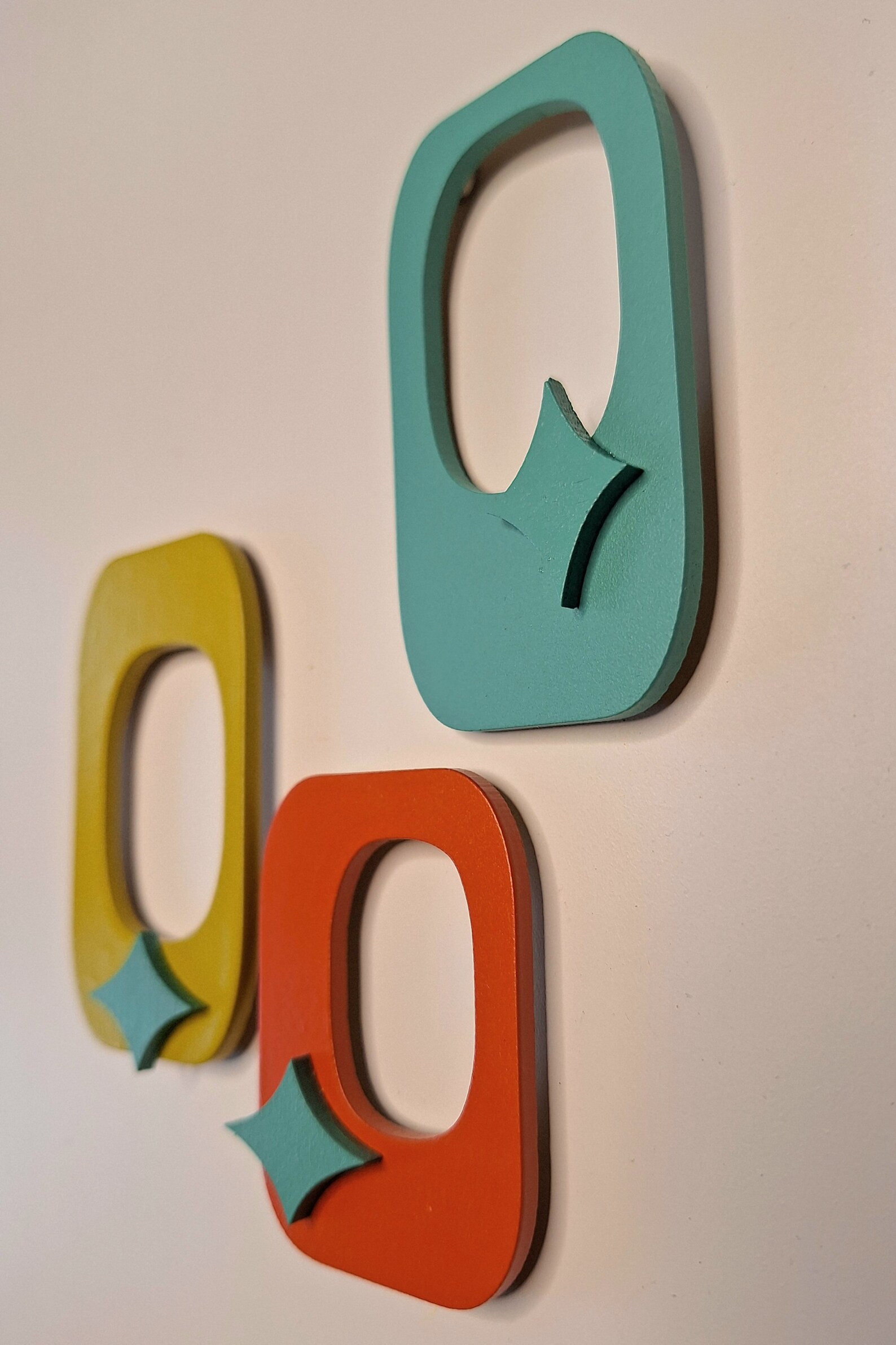 Mid Century Modern Geometric Chain Link Magnets Set of 3 Retro Kitchen ...