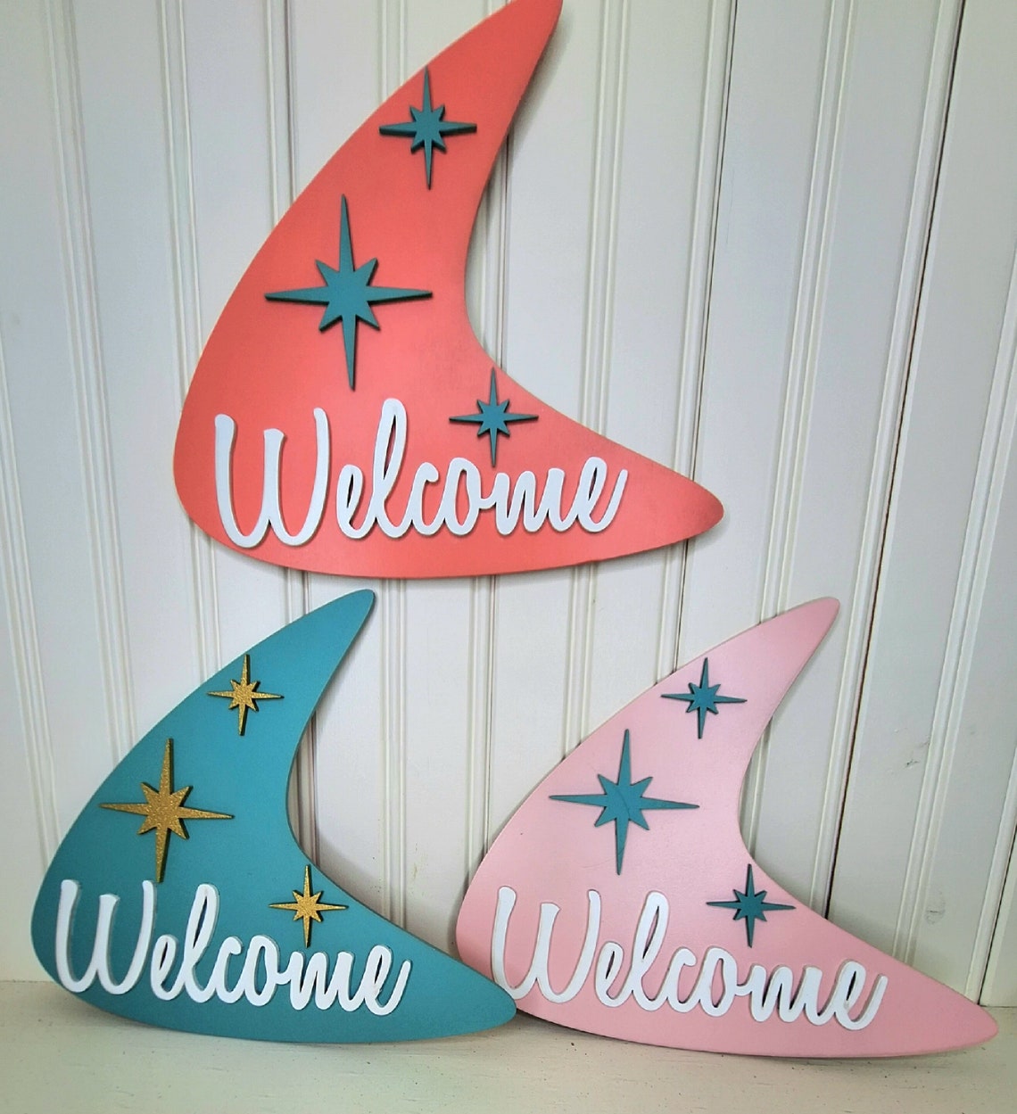 Welcome Sign Boomerang Mid Century Handcrafted MCM Design for - Etsy