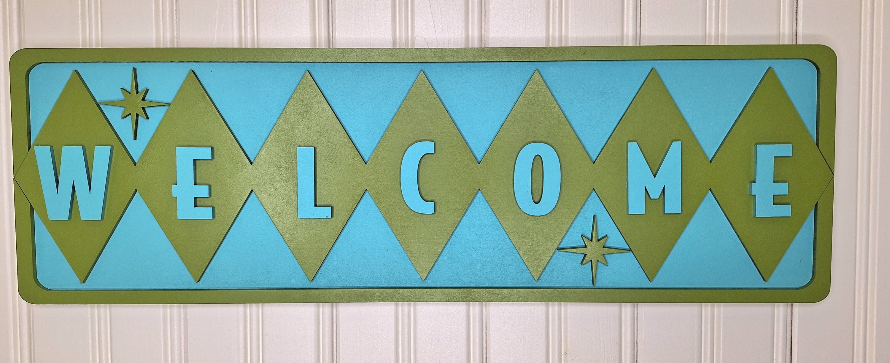 Mid Century Modern Welcome Sign Atomic Starburst Mid Century - Etsy
