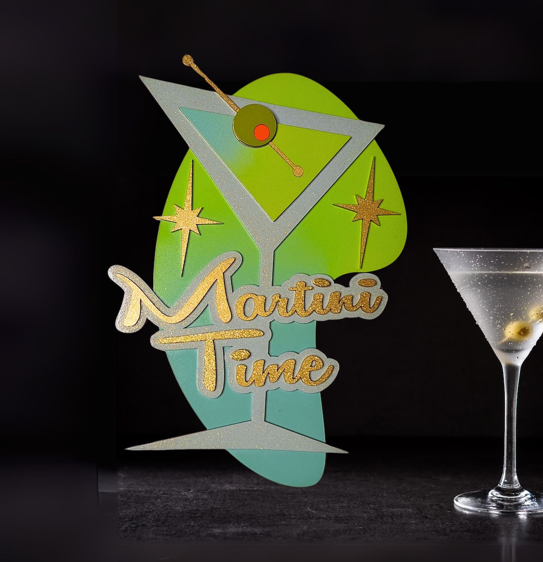 Martini Time - Geometric Mid-century Boomerang Martini Sign - Add a Pop ...