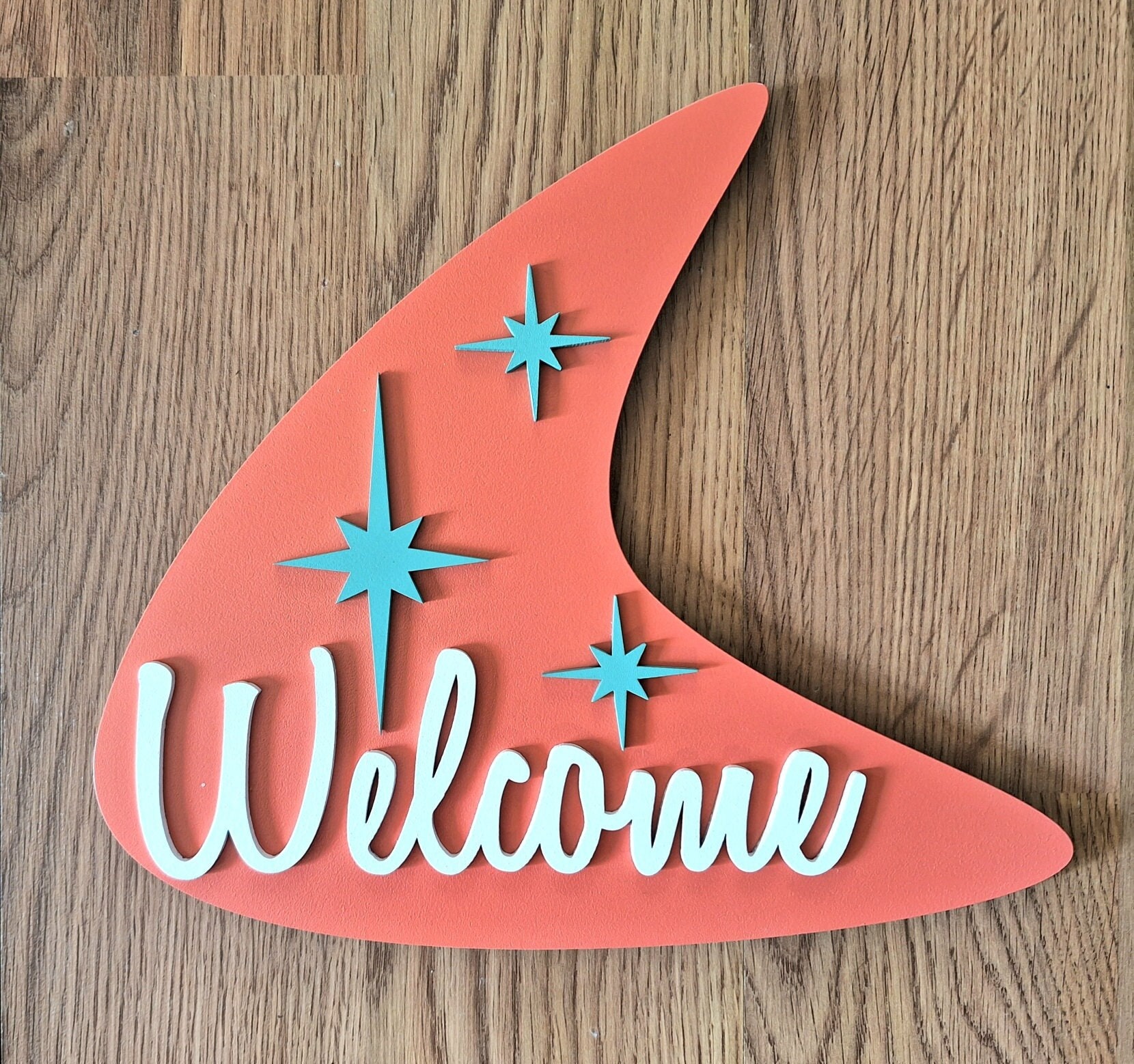 Welcome Sign Boomerang Mid Century Handcrafted MCM Design for - Etsy