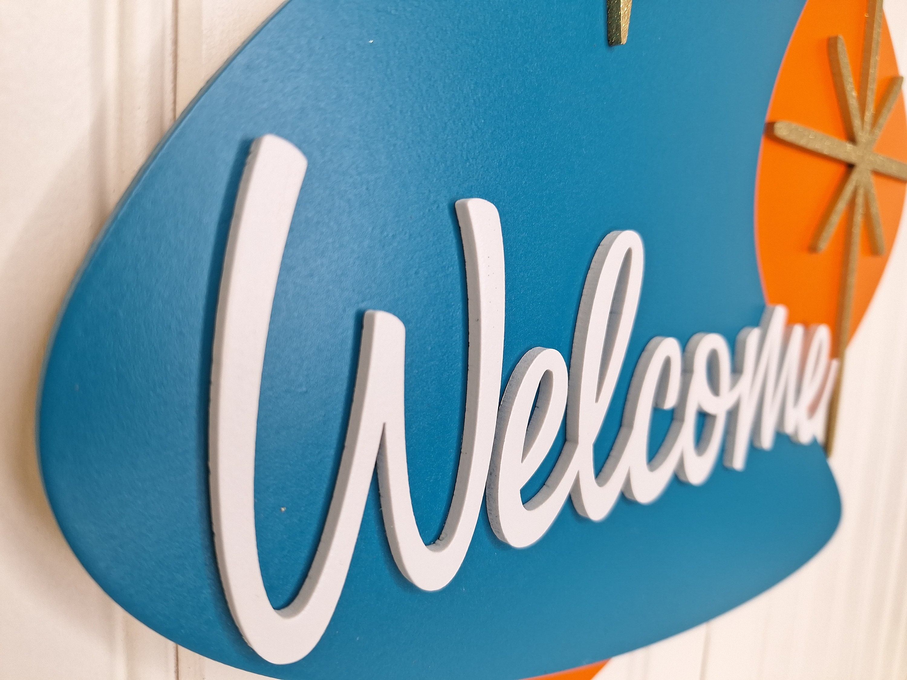Mid-century Modern Welcome Sign Atomic Boomerang Mid Century - Etsy