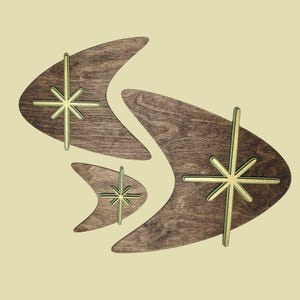 Mid Century Modern Boomerang Wall Art Set of 3 Wood Retro Mid Century ...