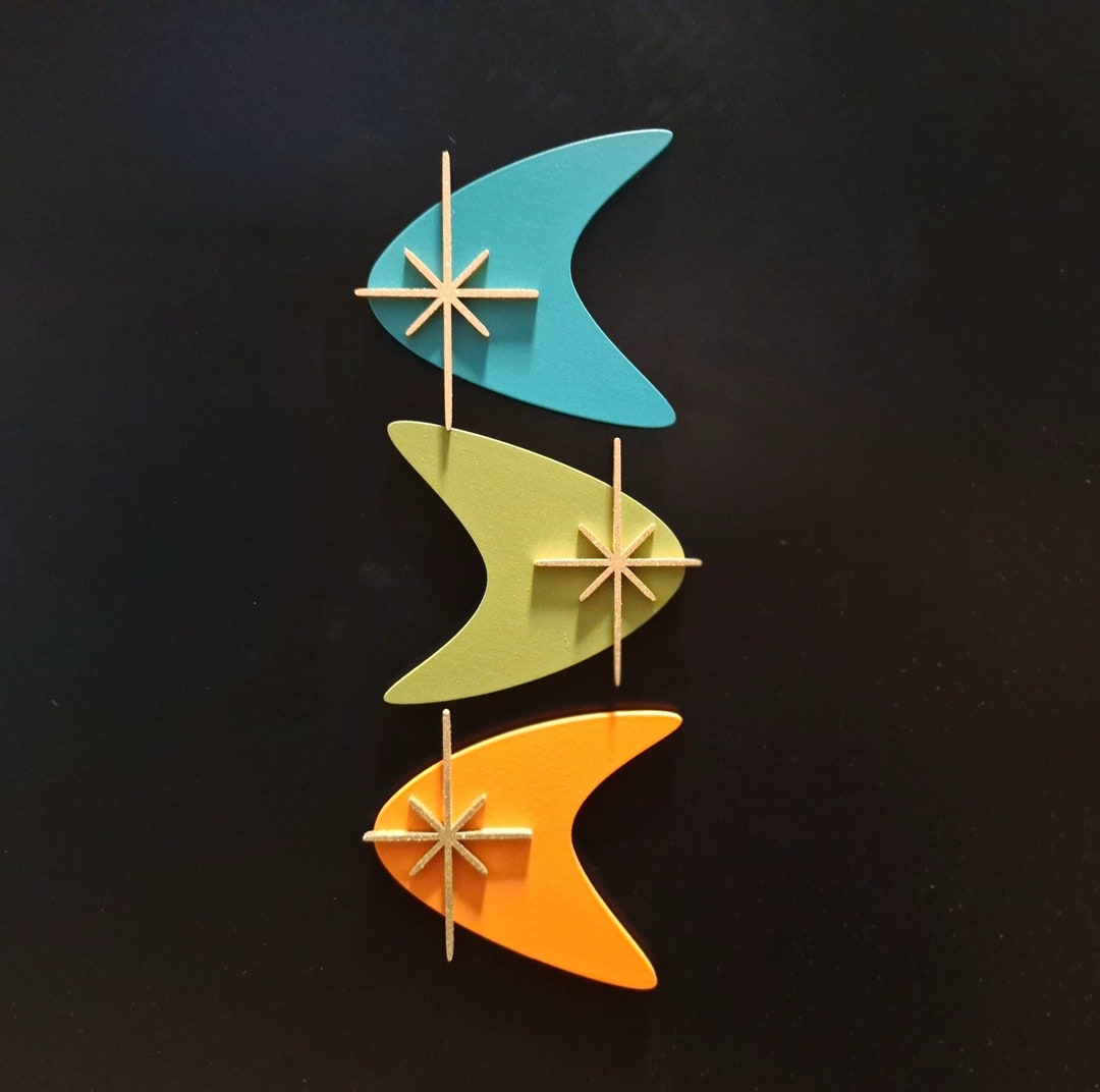 Mid Century Modern Boomerang Magnets Set of 3 Retro Kitchen Mid Century ...