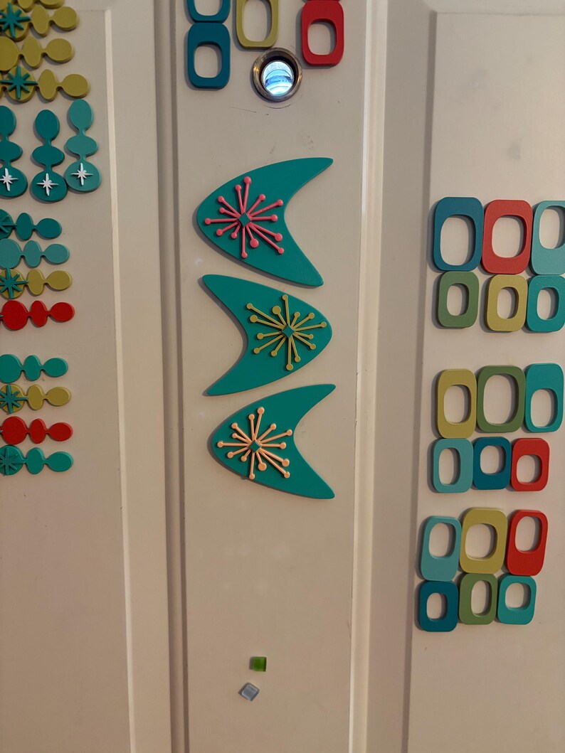 Mid Century Modern Boomerang Magnets Set of 3 Retro Kitchen Mid Century ...
