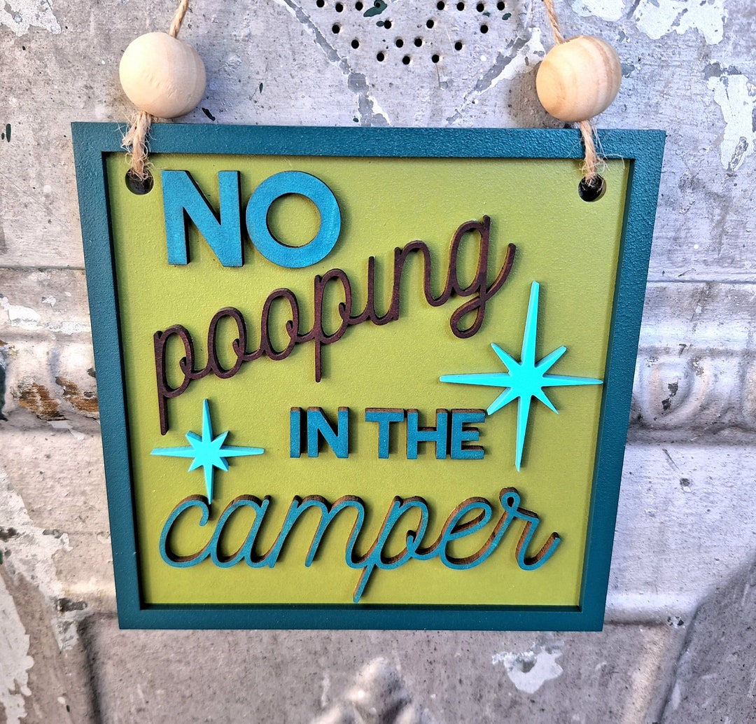 Mid Century Modern "no Pooping in the Camper" Sign Bathroom Plaque ...