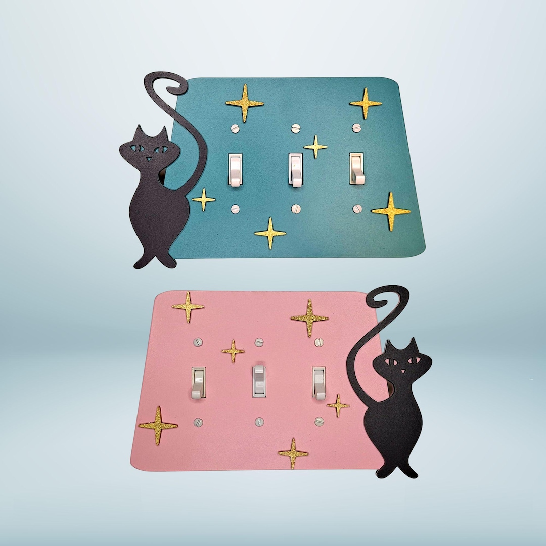 Vintage Mid-century Modern Atomic Cat Light Switch Triple Wall Plate ...