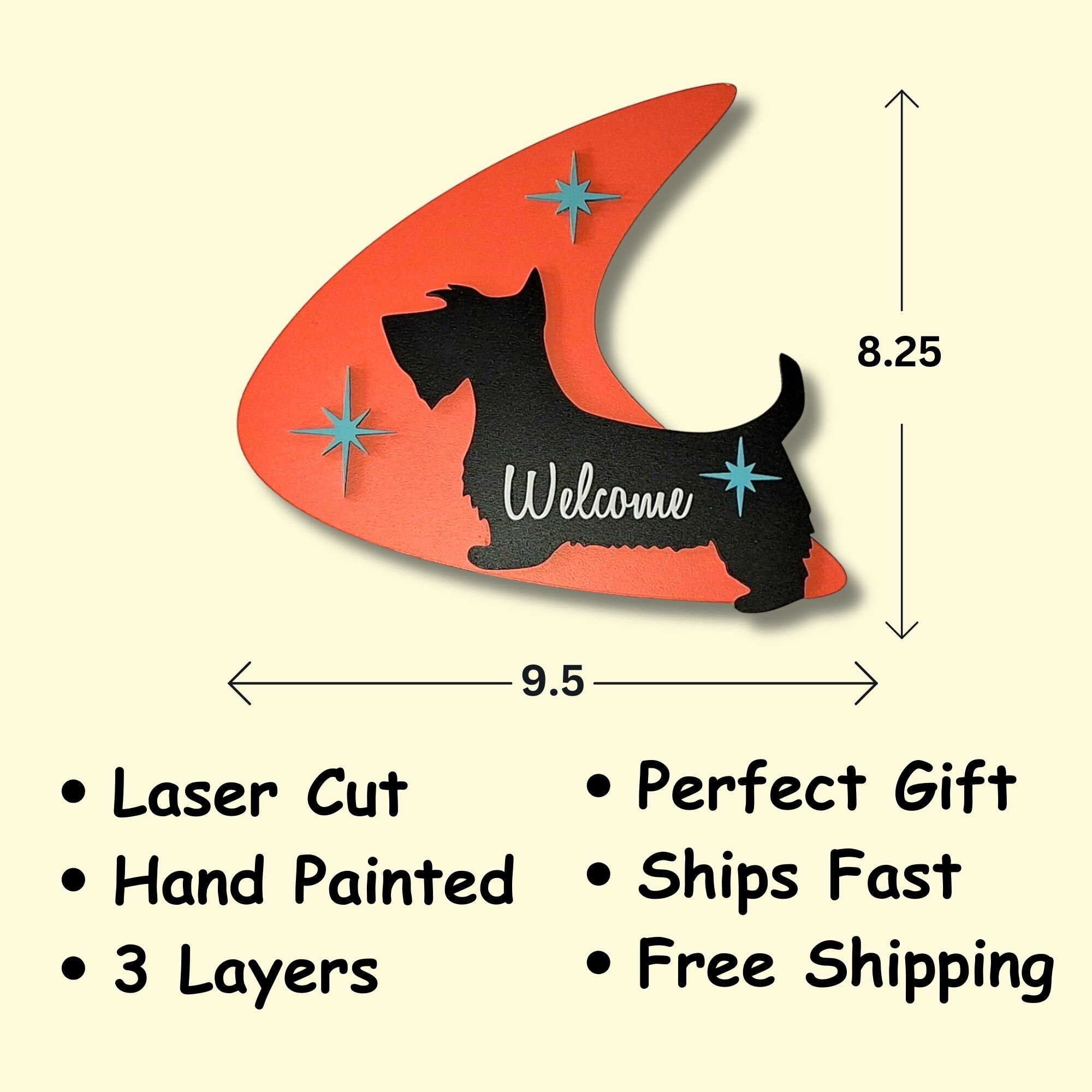 Welcome Sign, Boomerang Mid Century Modern Handcrafted MCM Dog ...