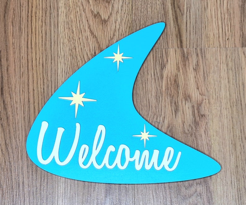Welcome Sign Boomerang Mid Century Handcrafted MCM Design for - Etsy