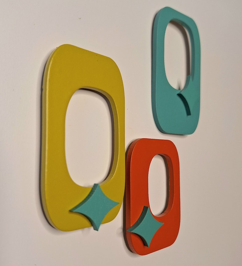 Mid Century Modern Geometric Chain Link Magnets Set of 3 Retro Kitchen ...