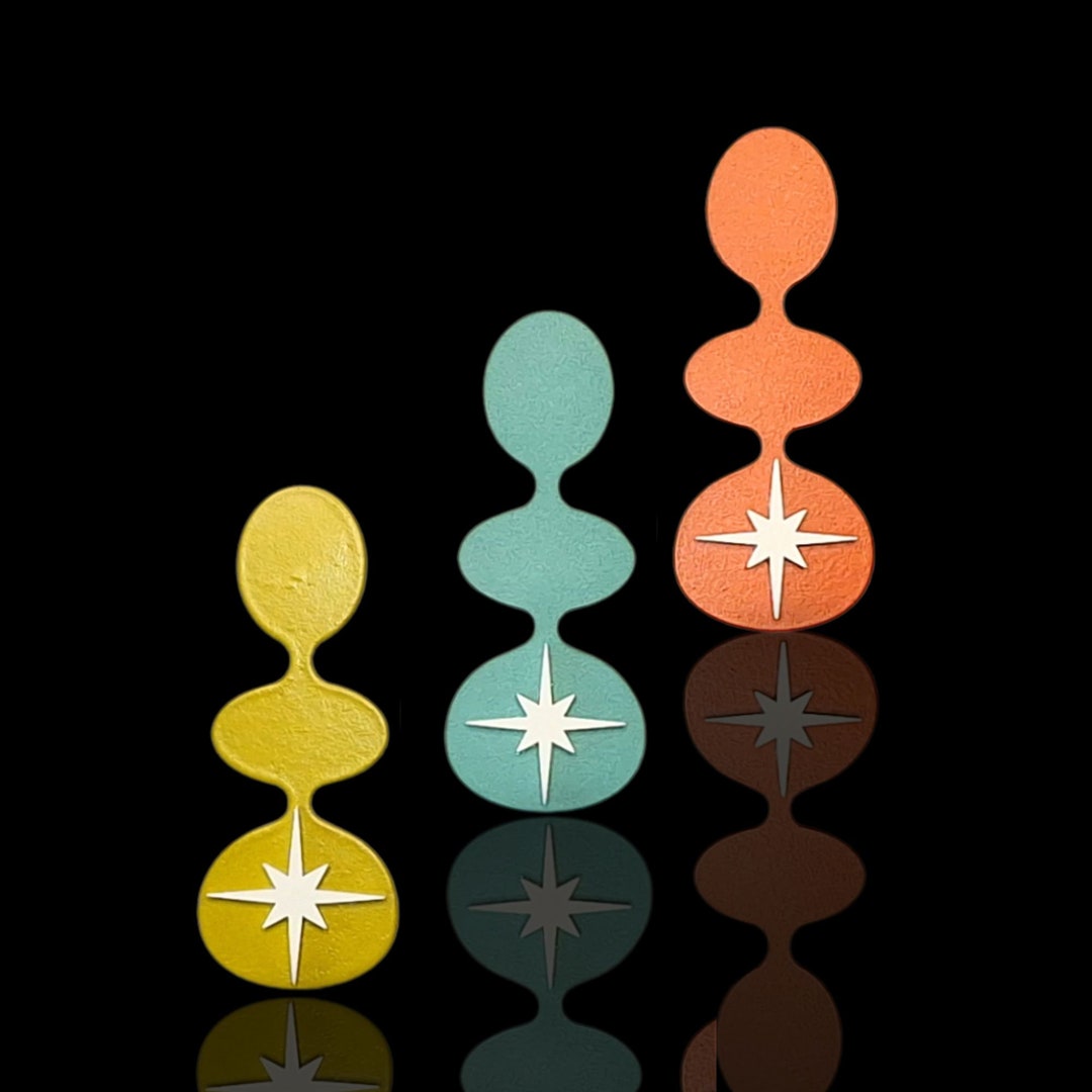 Mid Century Modern Geometric Magnets Set of 3 Retro Kitchen Mid Century ...