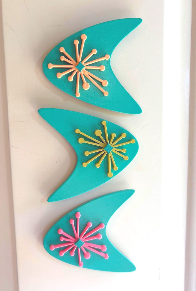 Mid Century Modern Boomerang Magnets Set of 3 Retro Kitchen Mid Century ...