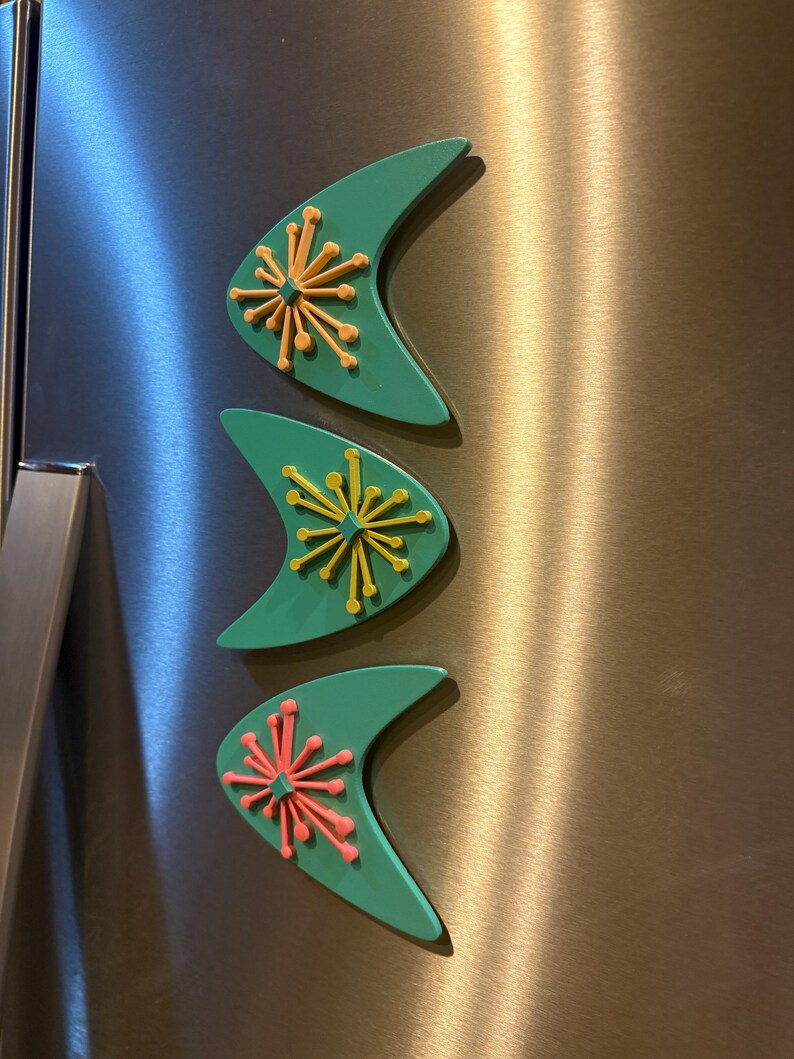 Mid Century Modern Boomerang Magnets Set of 3 Retro Kitchen Mid Century ...