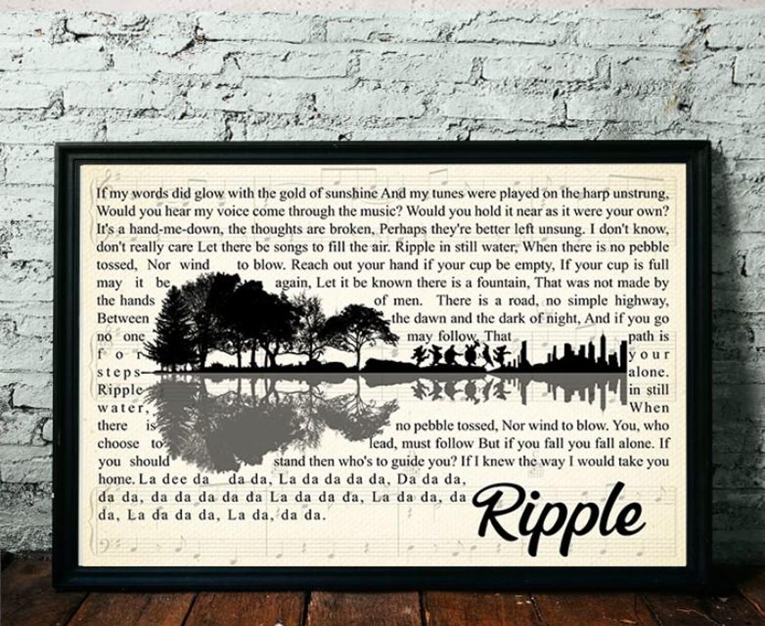 Ripple Song Lyrics With Guitar Design Poster and Canvas, Wall Art Print ...