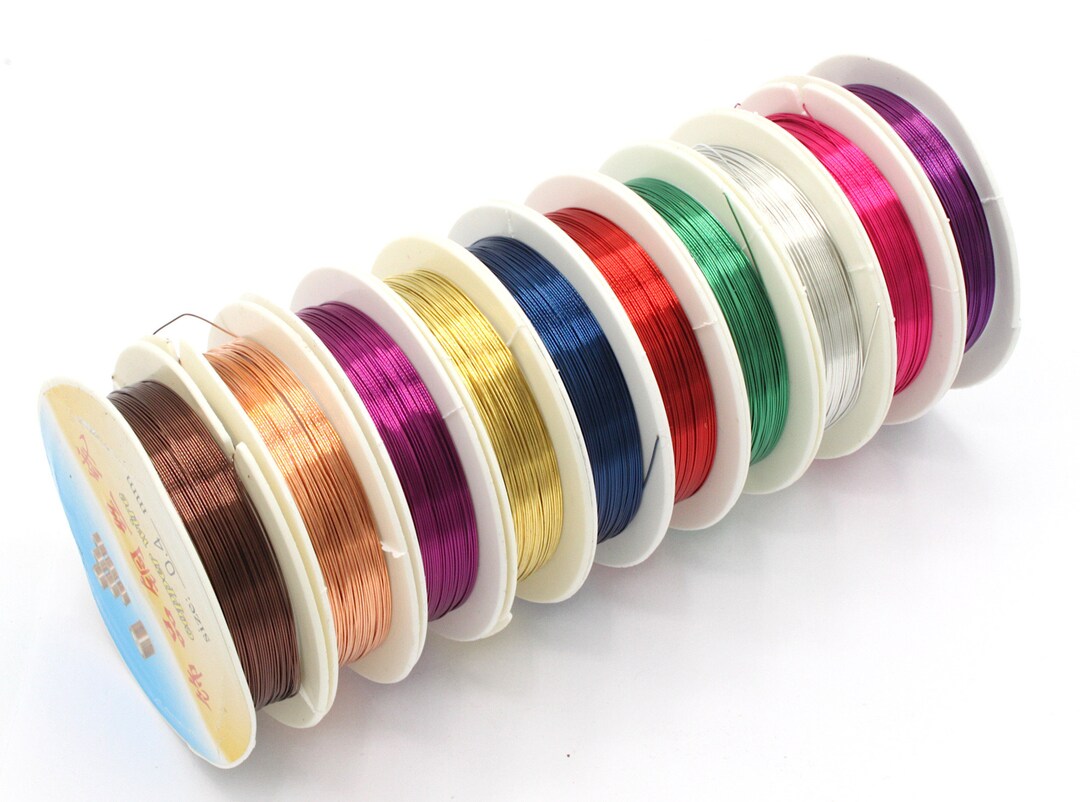 A Pack of 10 X 10 Meter Reels of Colour Coated Copper Wire. 0.4mm ...