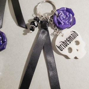 Goth Bridesmaid Skull Keychain, White/purple, Goth Occult Witch ...