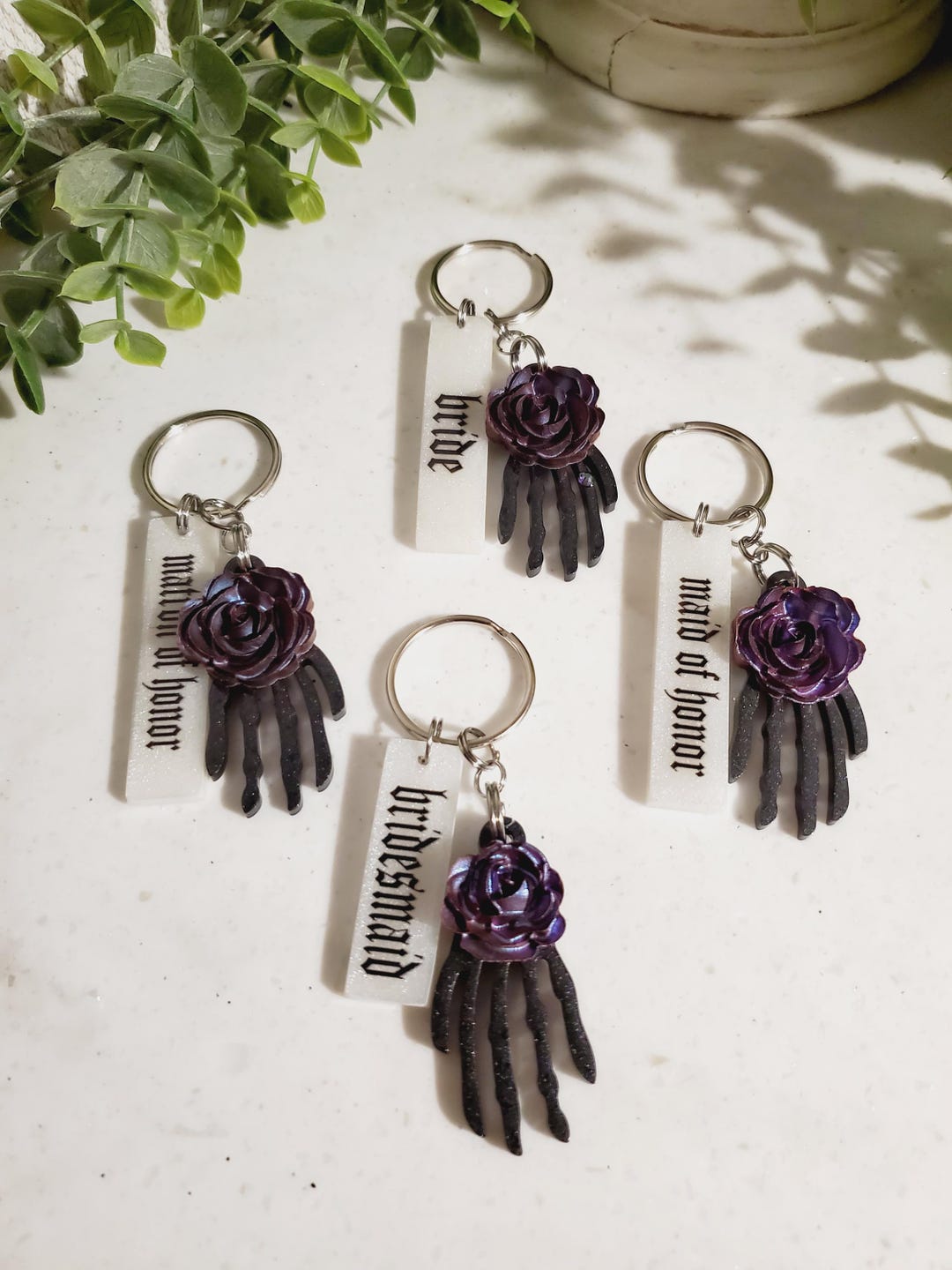 Goth Bridesmaid Skeleton Hand Keychain, Purple/pink/rose, Goth Occult ...