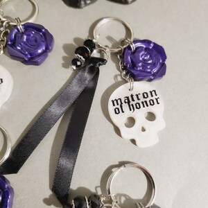 Goth Bridesmaid Skull Keychain, White/purple, Goth Occult Witch ...