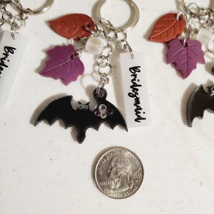 Goth Bridesmaid Bat Keychain, Bat/leaves, Goth Occult Witch Halloween ...