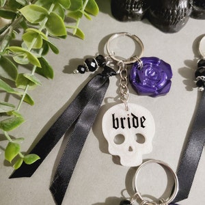 Goth Bridesmaid Skull Keychain, White/purple, Goth Occult Witch ...