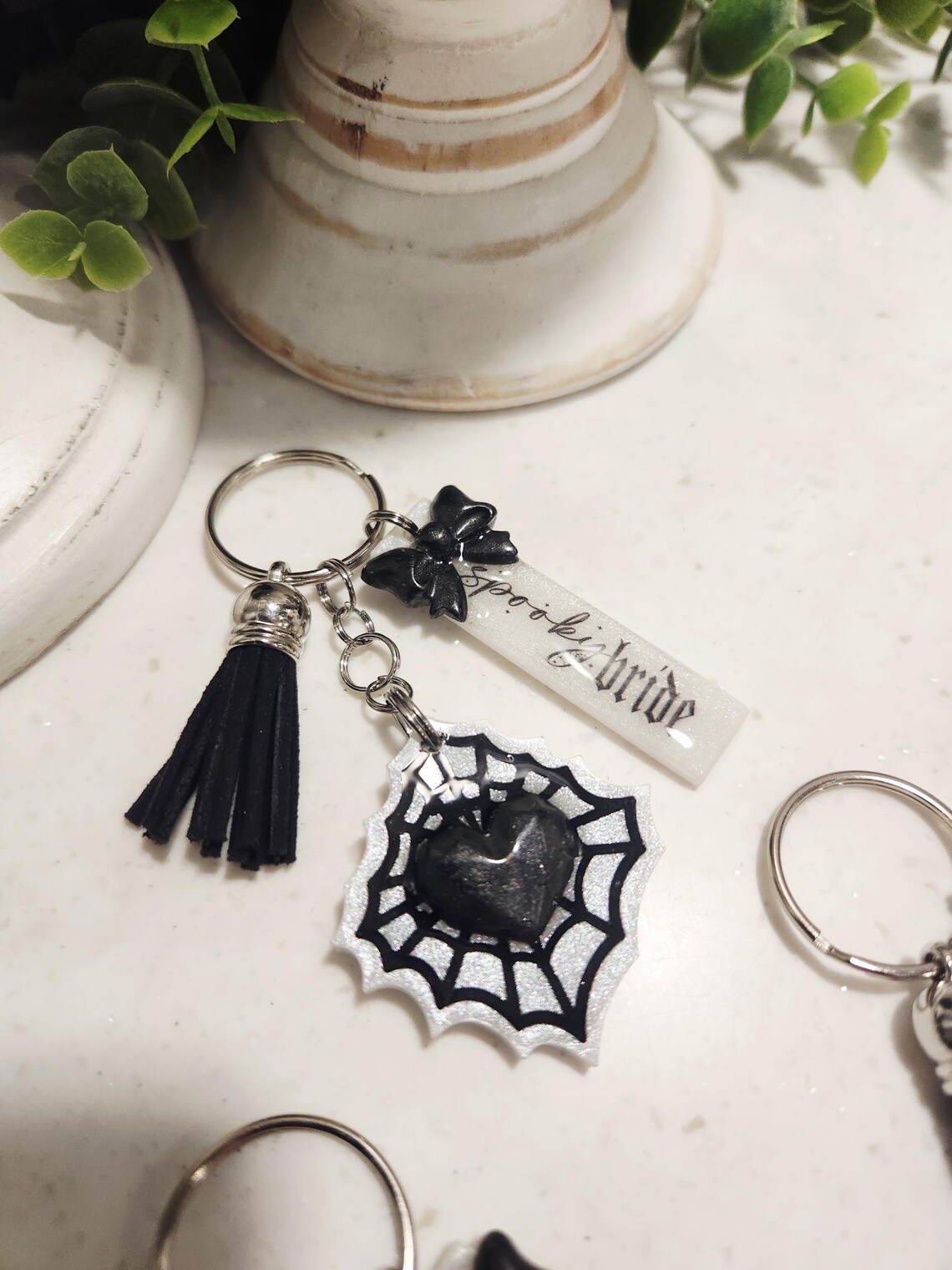 Goth Bridesmaid Spider Web Heart Keychain, Spooky Bride/tribe, Occult ...