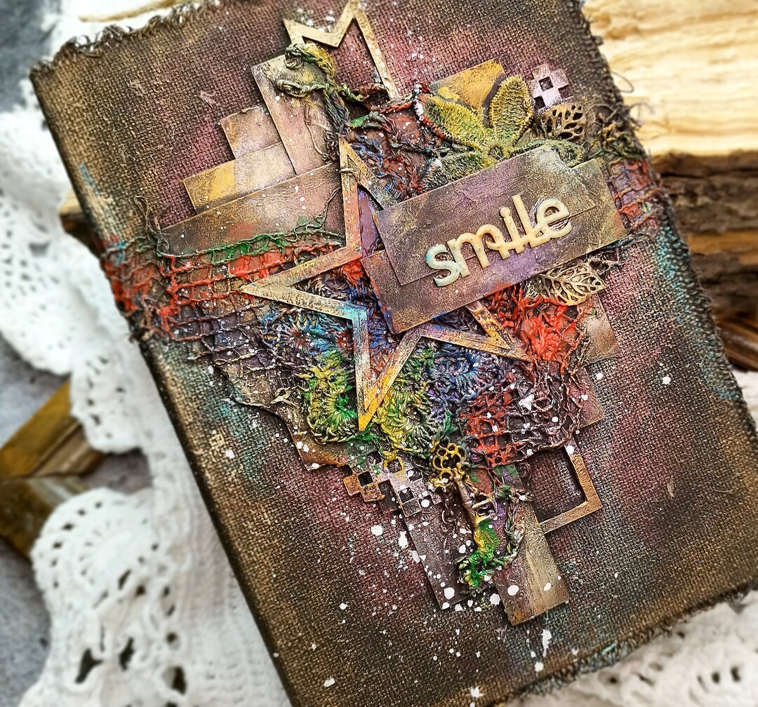 Summer Junk Journal Handmade, Unique Diary, Travel Vintage Book, Green ...