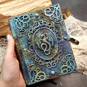 Dragon Locked Diary, Grimoire Journal Handmade, Witchy Junk Journal ...
