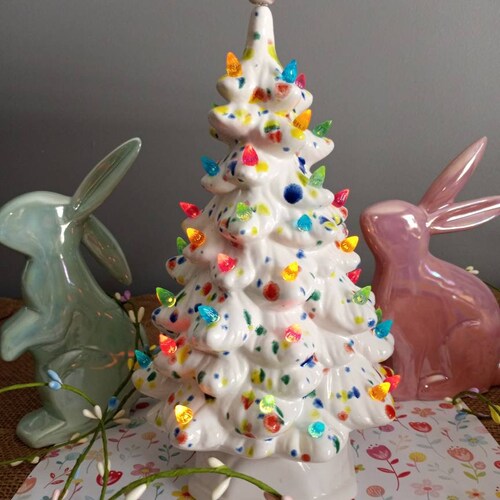 Lighted Vintage Handcrafted Lighted Ceramic Christmas Tree - Etsy