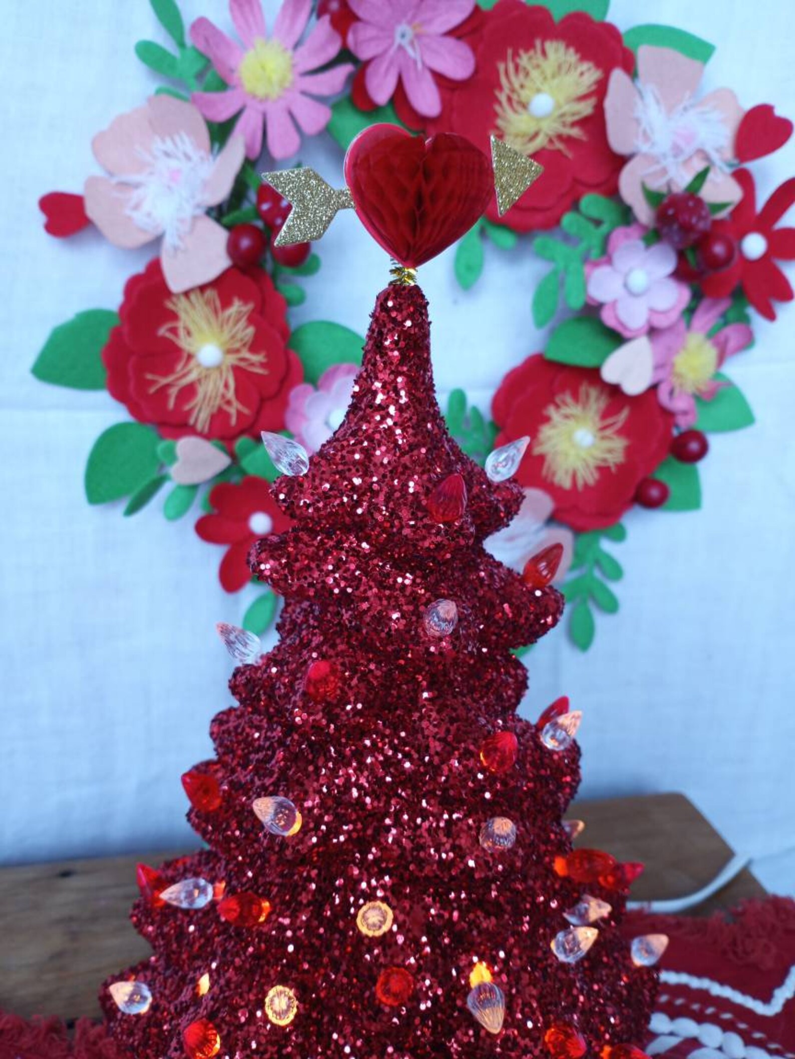 Valentines glitter ceramic trees | Etsy