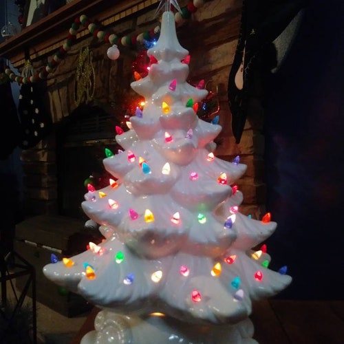 Lighted Vintage Handcrafted Lighted Ceramic Christmas Tree | Etsy
