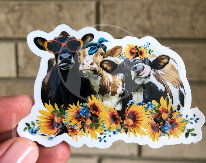 Sunflower Cow Sticker - Etsy