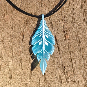 Ice Avali Tail Feather Necklace - Ice Elemental Space Birb - Hand ...