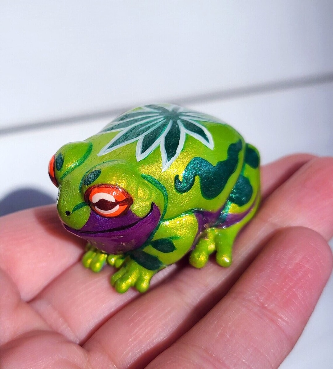 Herb the 420 Frog Friend- Hand Painted Resin Frog Figurine - Etsy