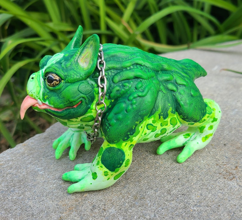 French Bullfrog Frog Handpainted Resin Statue - Multiple Size and Color ...