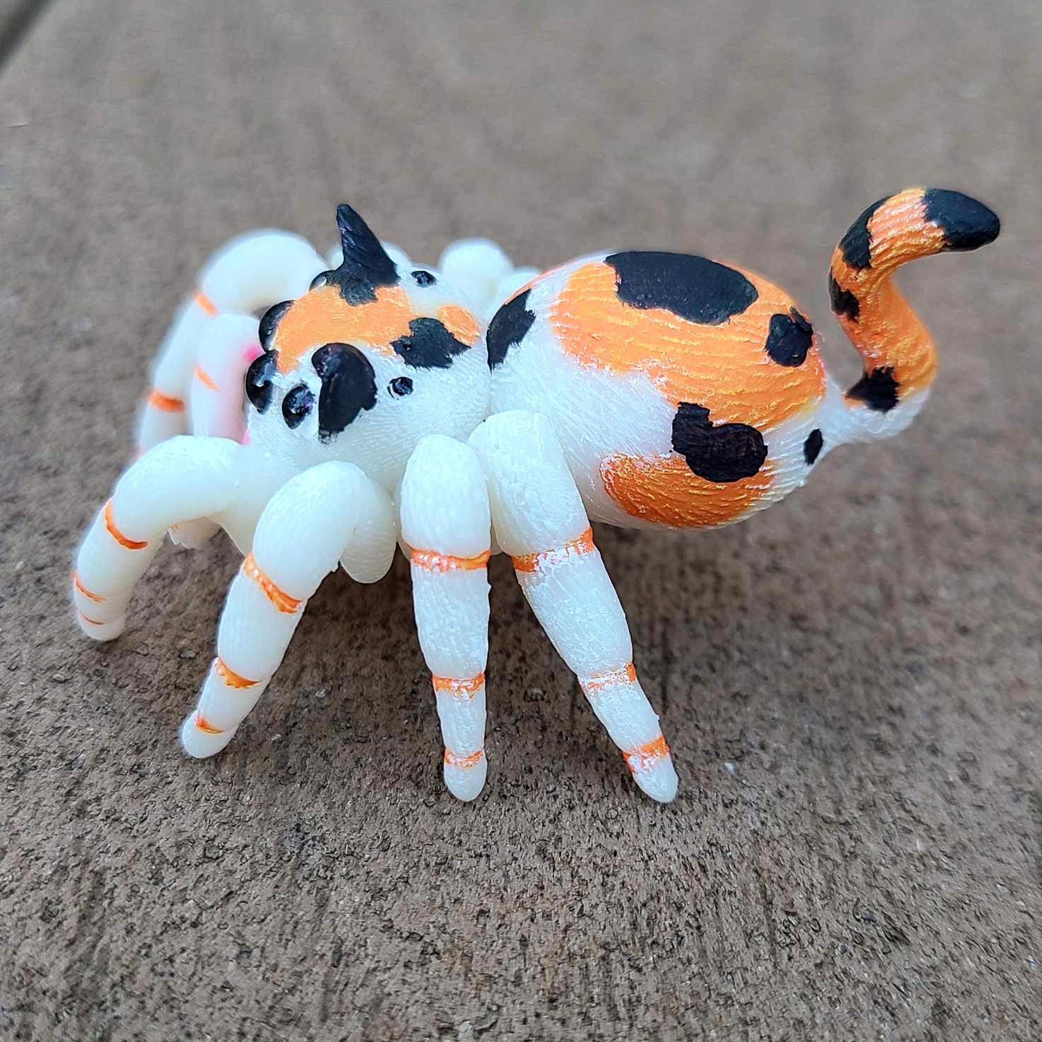 Calico Jumping Spider Kitty Figure - Cute Hand Painted Resin Spider ...