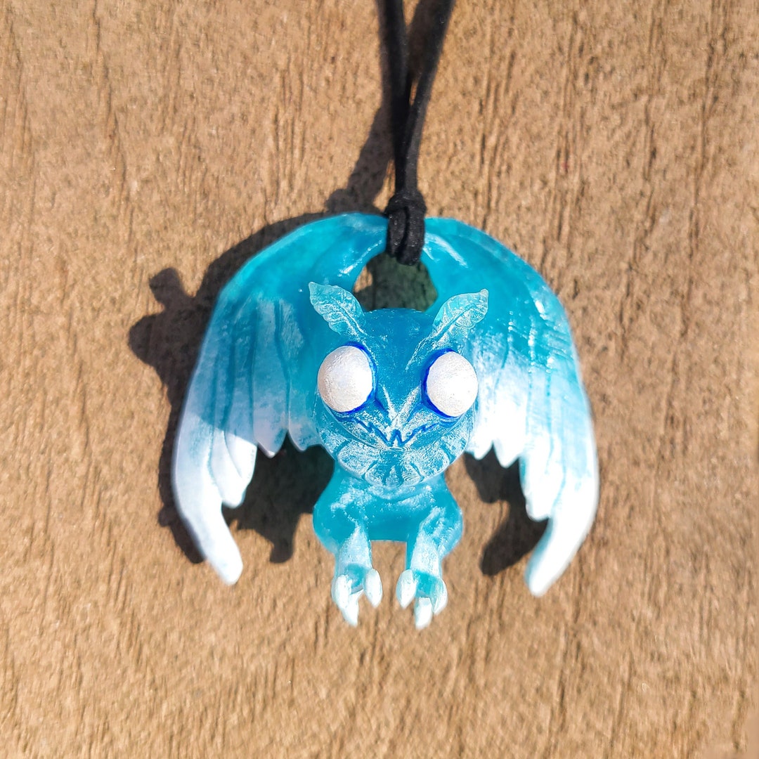 FROST MOTH - Blue Ice Mothman Necklace - Resin Hand Painted Cryptid ...