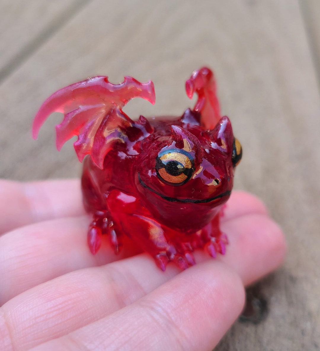 Red Crystal Tree Frog Friend Gargoyle Figure - Hand Painted Resin Frog ...