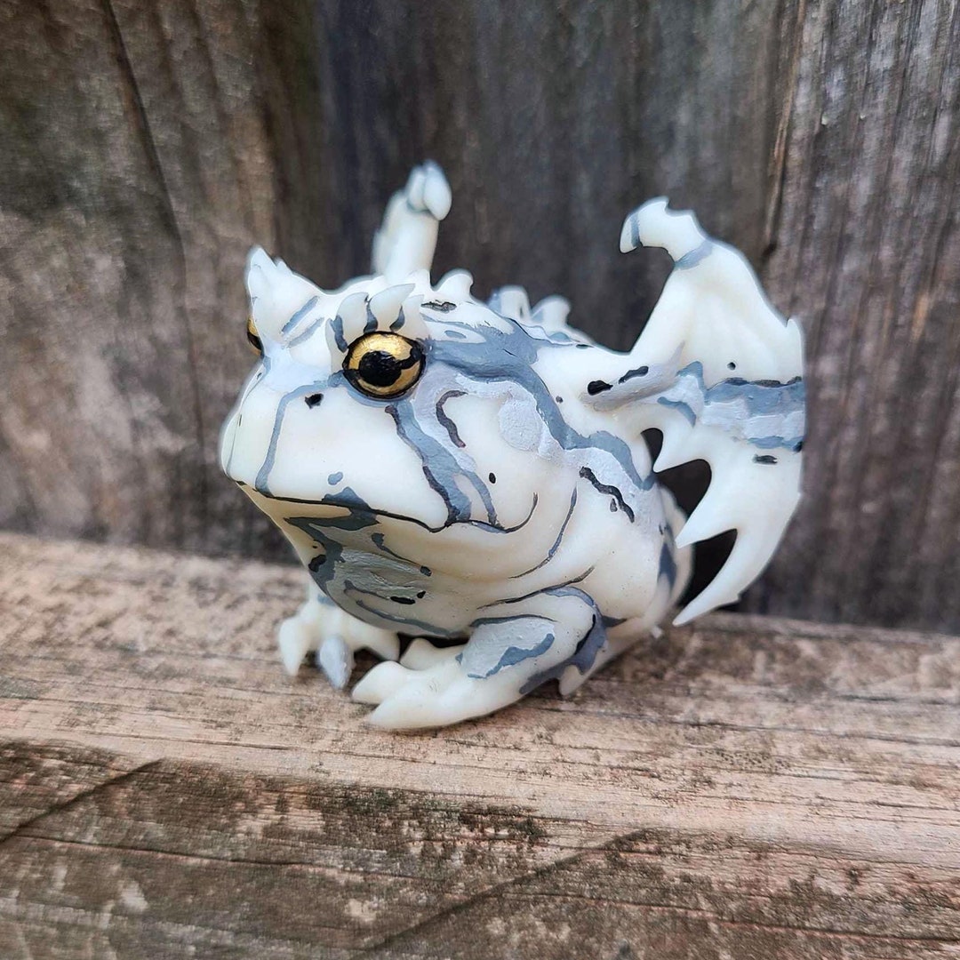 Marble Gargoyle Pacman Frog Figure - Frogoyle - Hand Painted Resin Frog ...