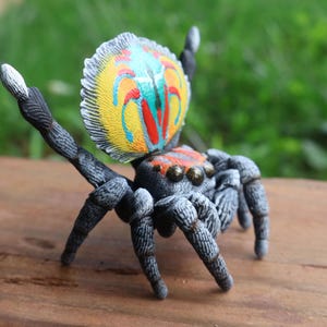 Peacock Jumping Spider Figure - Male Maratus Volans - Hand Painted ...
