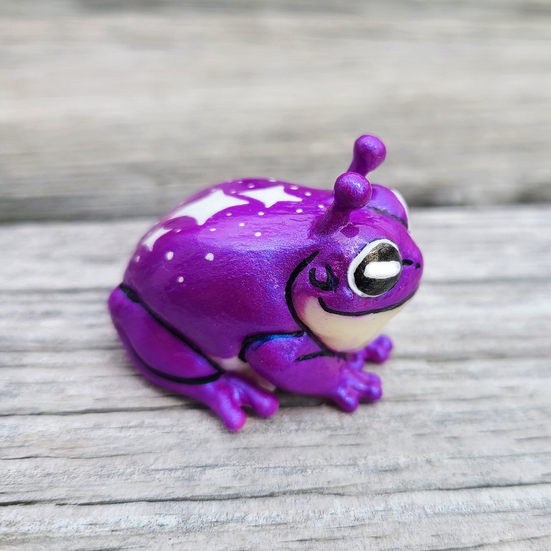 Alien Tree Frog Friend- Galactic Purple - Hand Painted Resin Frog ...