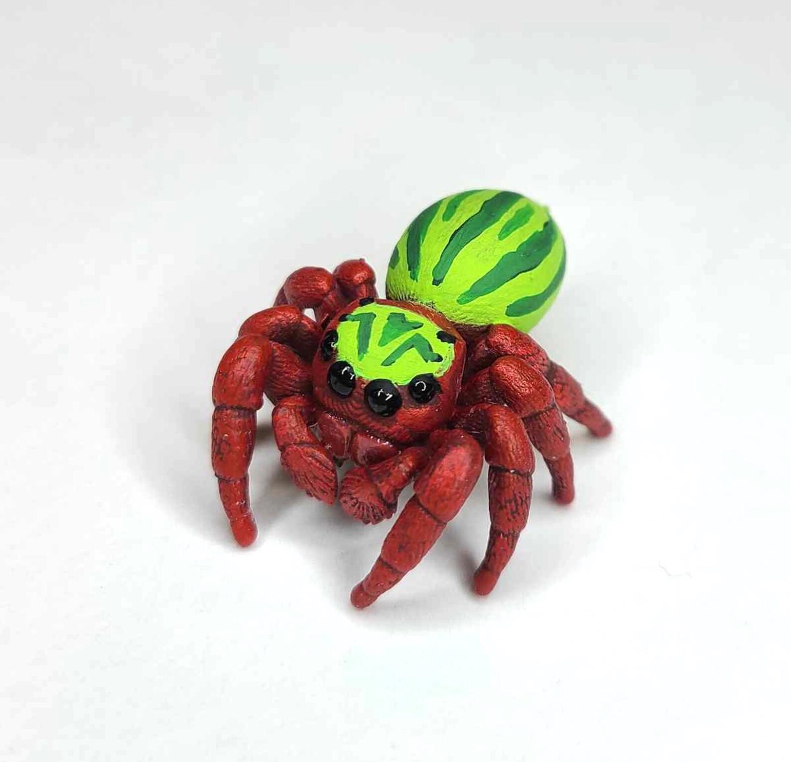 Watermelon Jumping Spider Pin - Hand Painted Resin Spider With Rubber ...