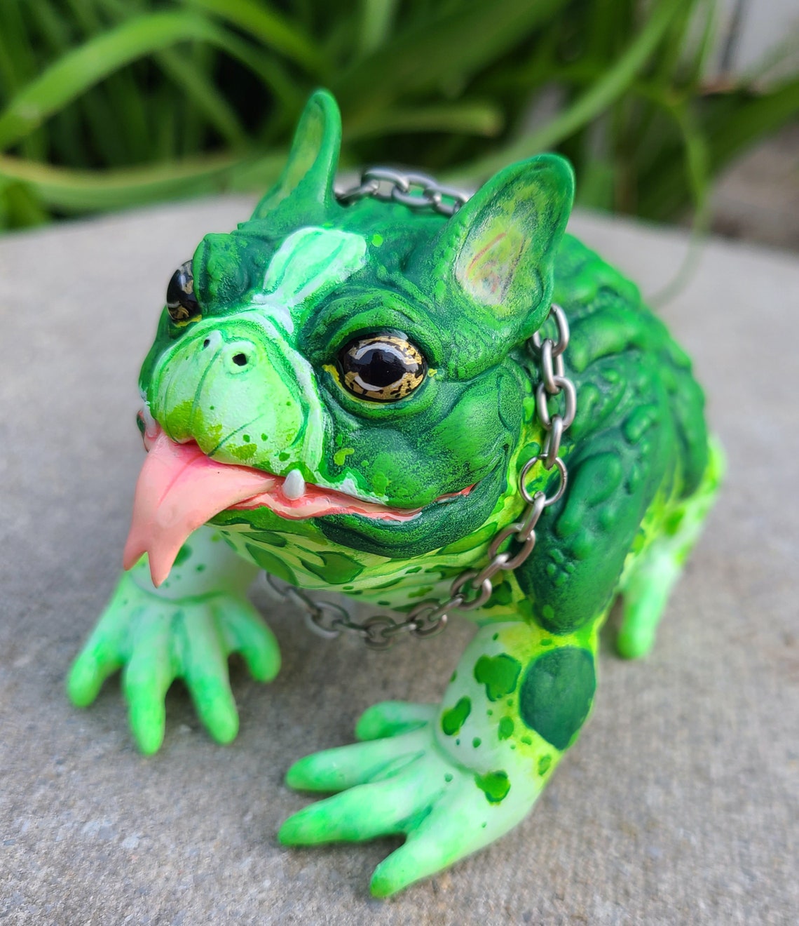 French Bullfrog Frog Handpainted Resin Statue - Multiple Size and Color ...