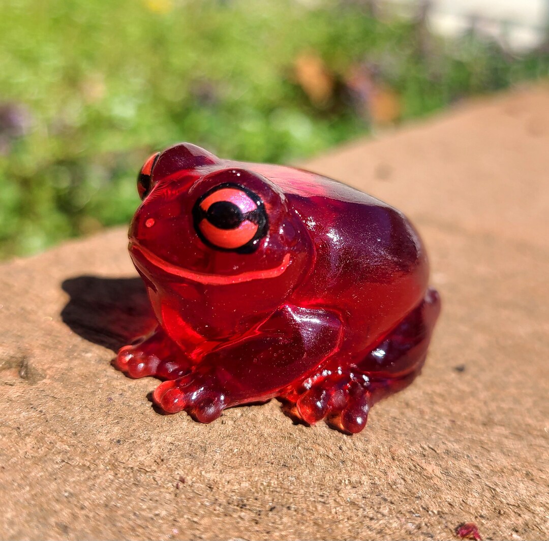 Blood Frog Friend- Clear Red Hand Painted Resin Frog Figurine - Cute ...