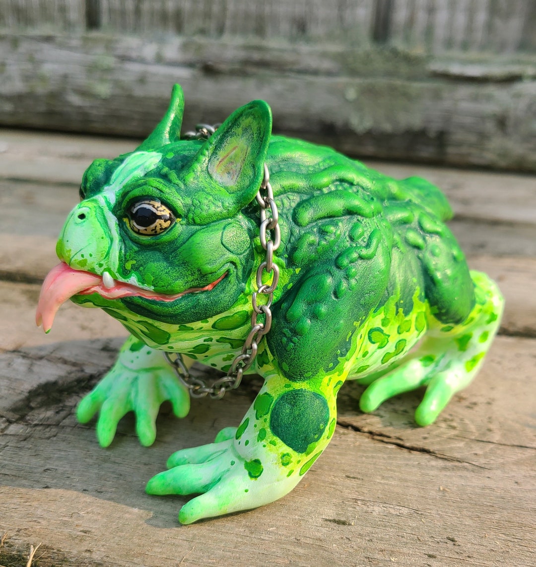 French Bullfrog Frog Handpainted Resin Statue - Multiple Size and Color ...