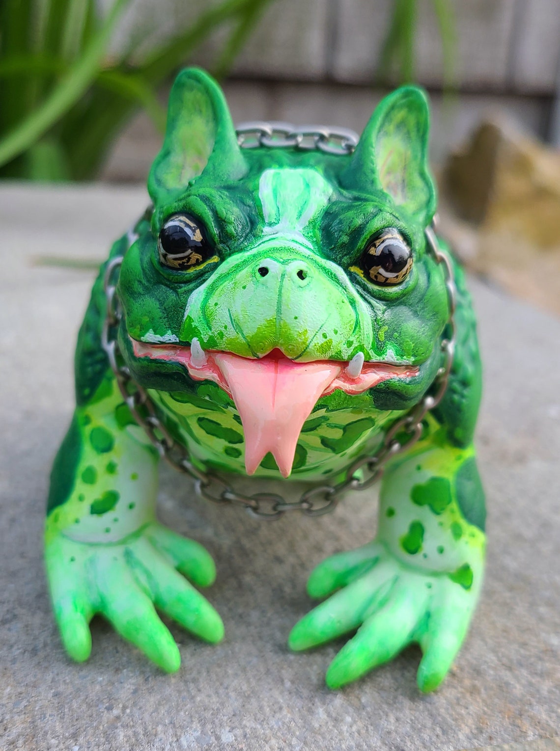 French Bullfrog Frog Handpainted Resin Statue - Multiple Size and Color ...