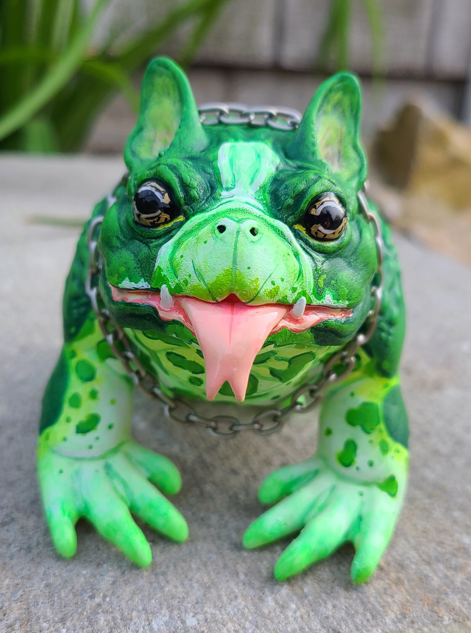 French Bullfrog Frog Handpainted Resin Statue - Multiple Size and Color ...