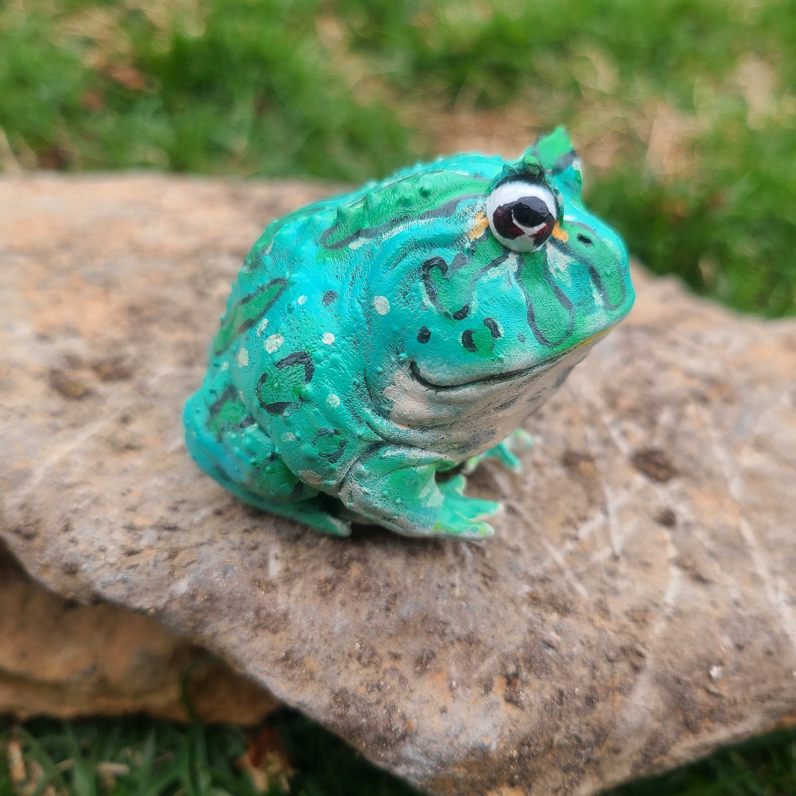 Samurai Blue Pacman Frog Figure Realistic Handpainted Resin - Cute Desk ...