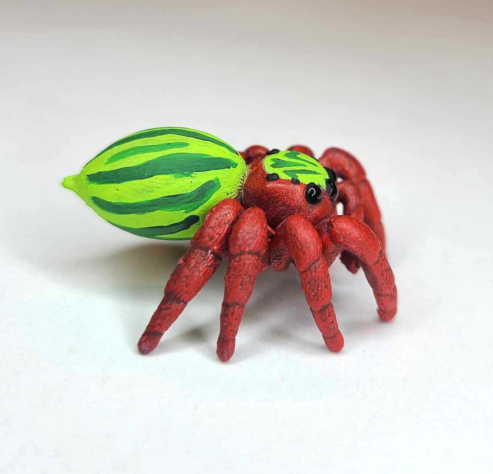 Watermelon Jumping Spider Pin - Hand Painted Resin Spider With Rubber ...