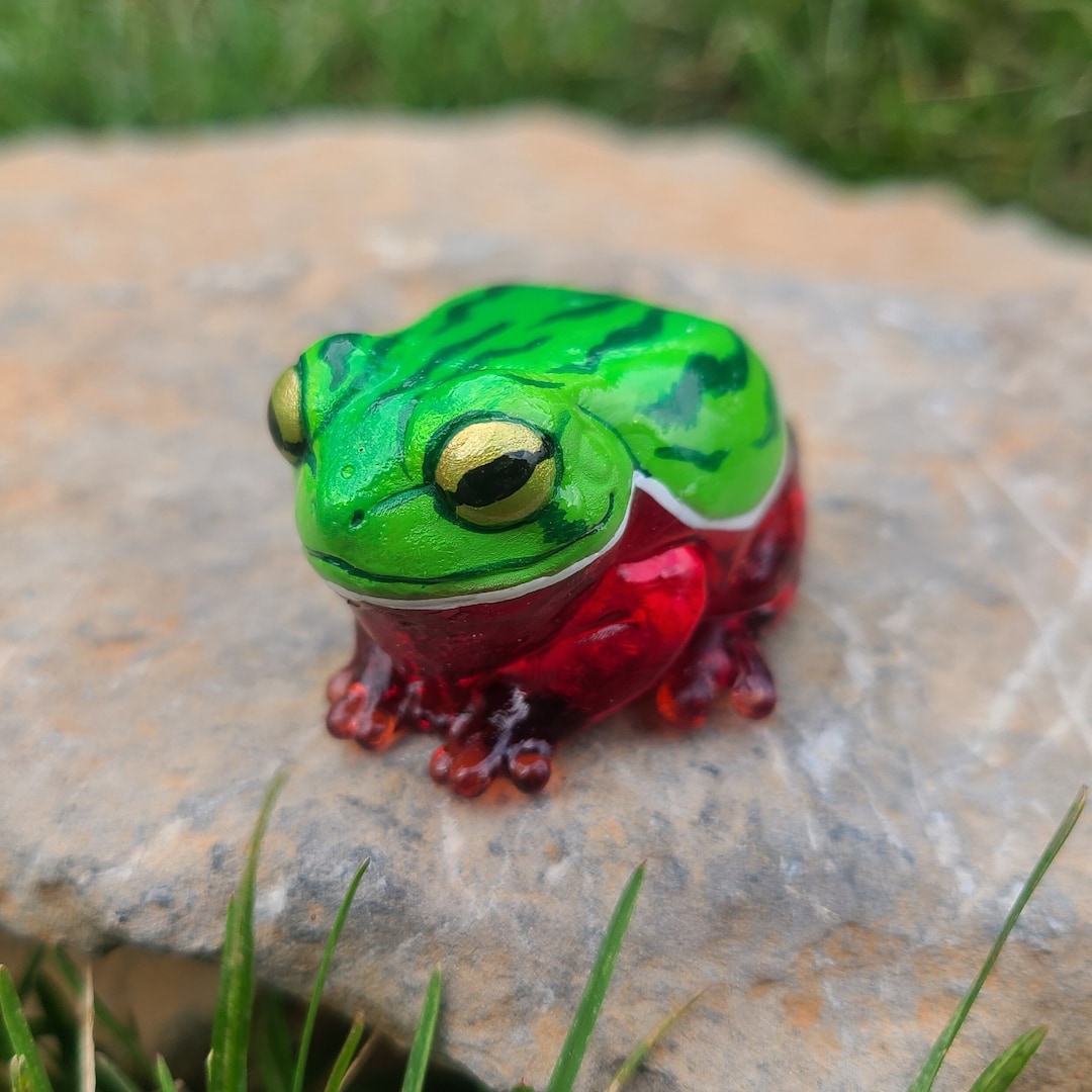 Watermelon Tree Frog Friend- Hand Painted Resin Frog Figurine - Etsy