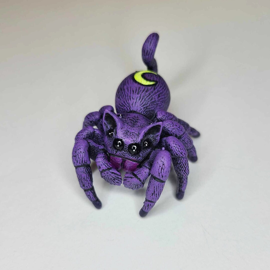 Cat Nap Jumping Spider Kitty Figure - Cute Hand Painted Resin Spider ...
